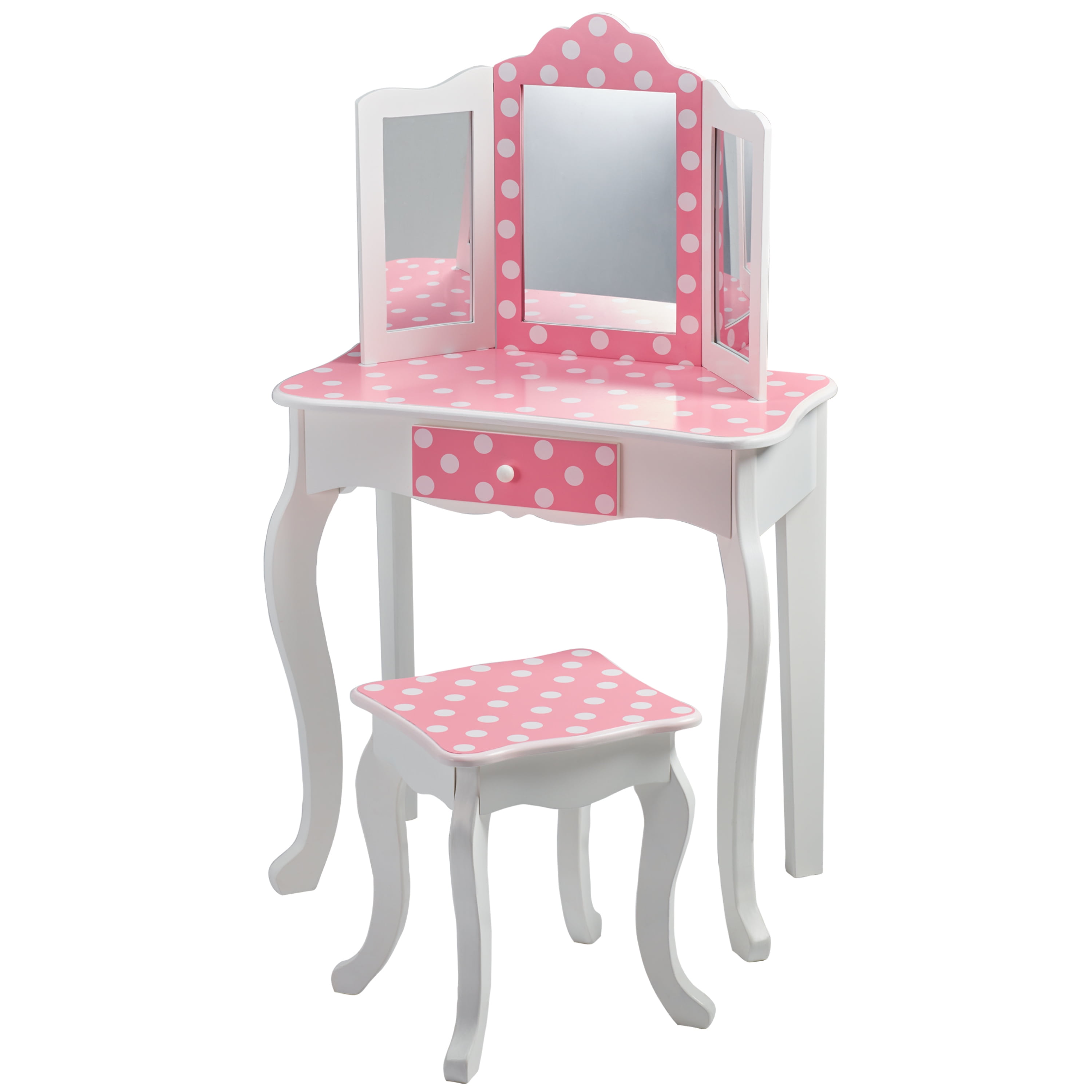 Fantasy Fields Gisele Polka Dot Vanity Set with Tri-Fold Mirror and ...