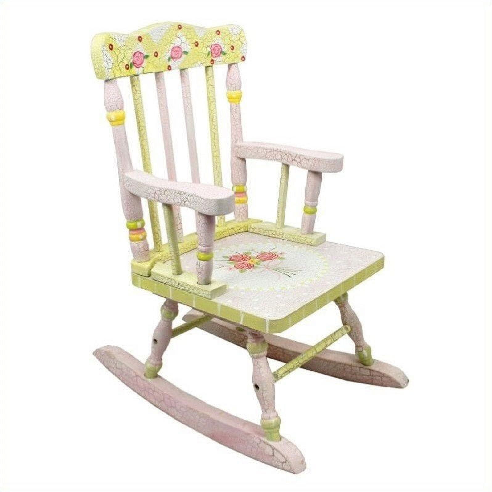Fantasy Fields Kids Crackled Rose Wood Finish Rocking Indoor Chair ...