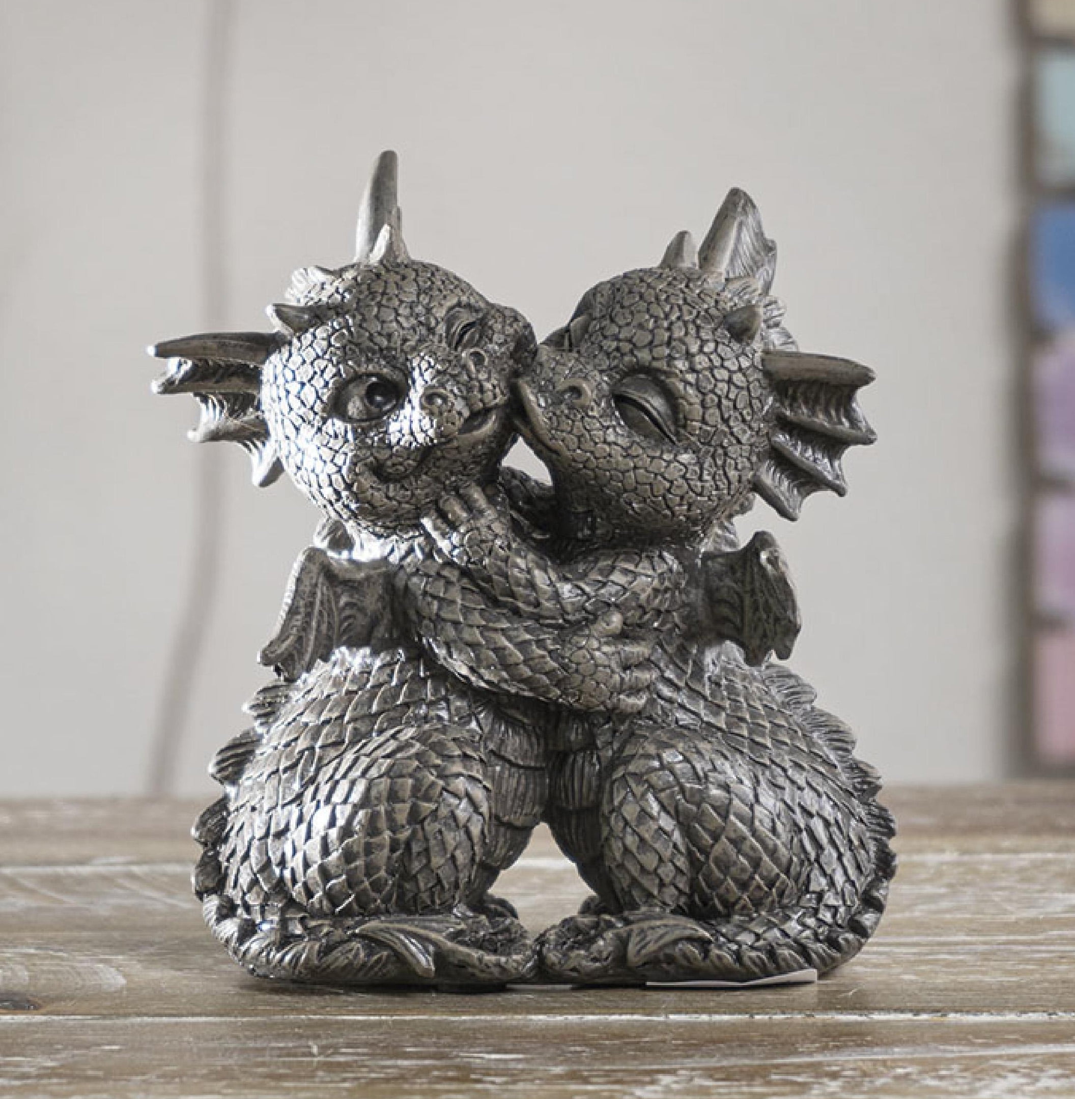 Fantasy Fiery Romance Dragon Lovers Hugging Garden Figurine Faux Stone ...