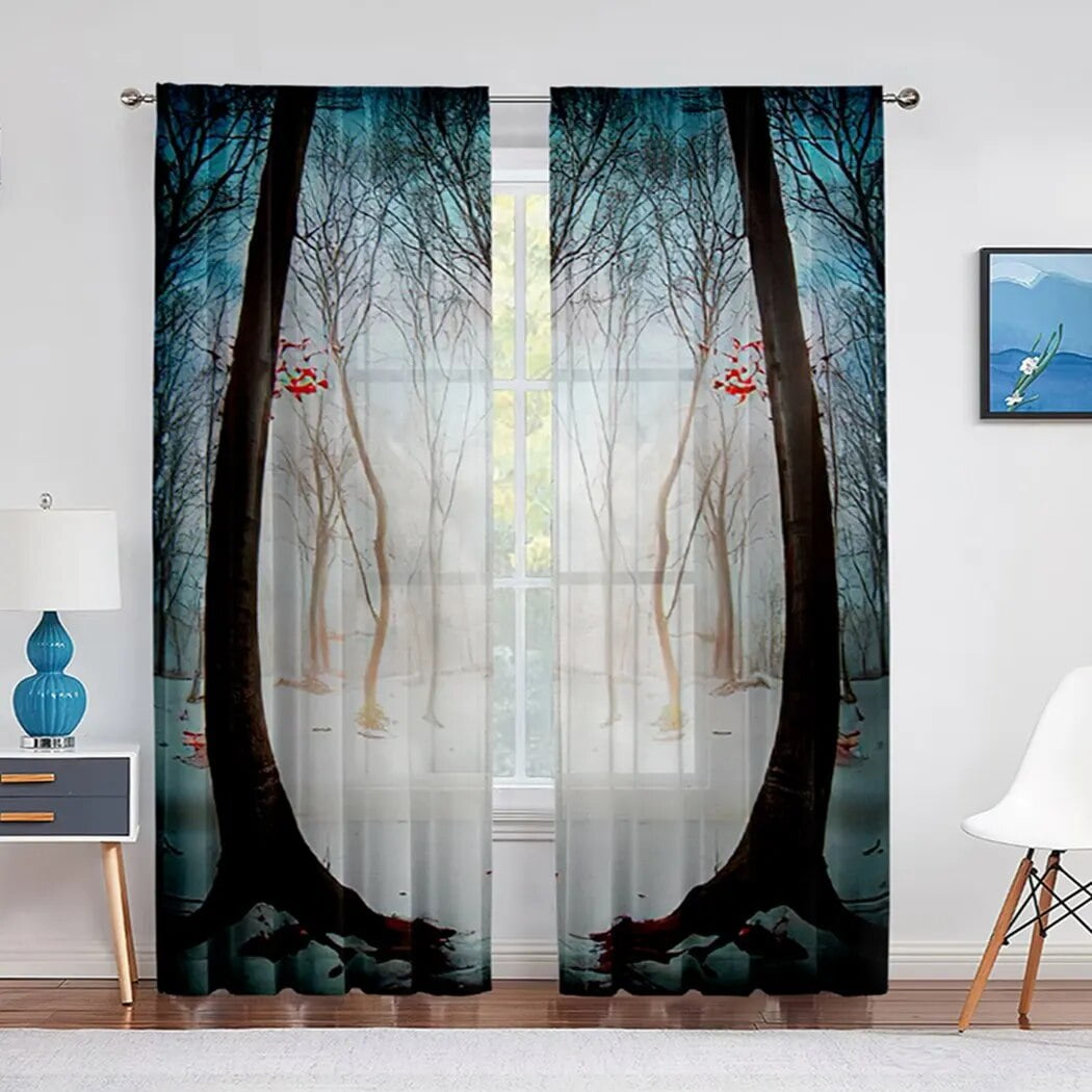 Fantasy Fog Magic Tree Curtain Dark Abstract Forest Polyester Pongee ...