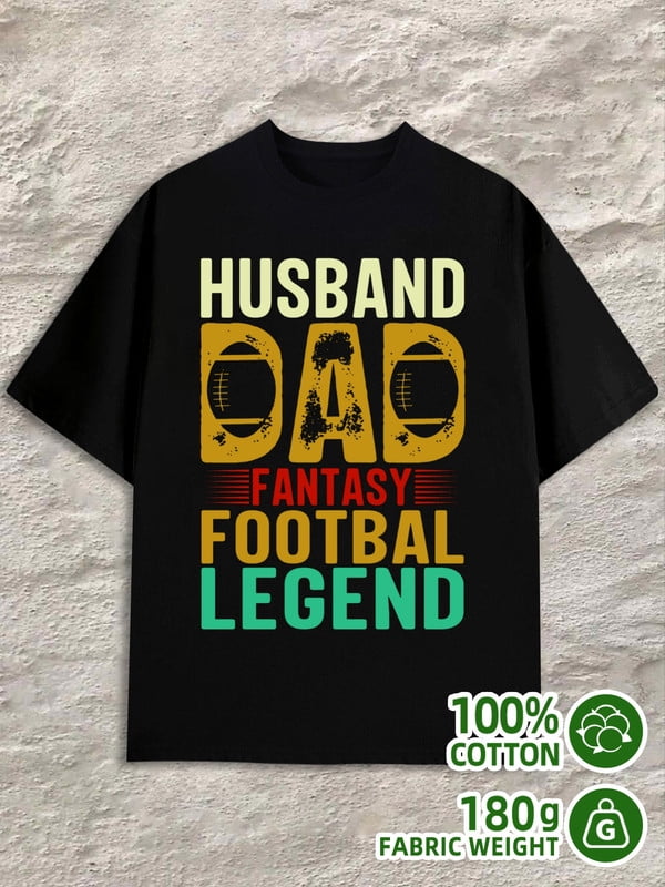 Fantasy Football Dad men black 180G 100% Cotton t shirts For summer ...