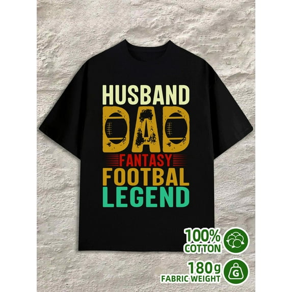 Fantasy Football Dad men black 180G 100% Cotton t shirts For summer ...