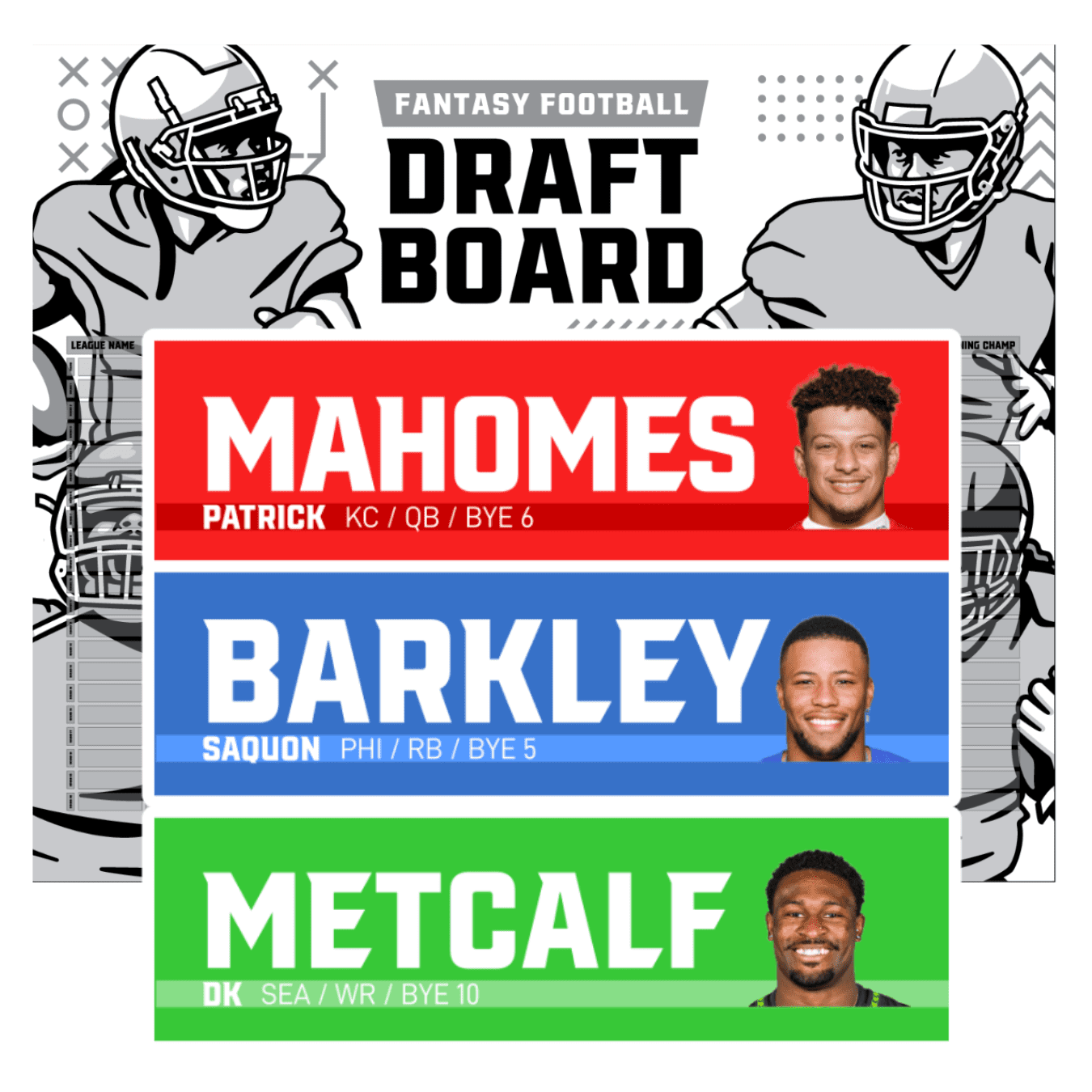 2024-2025 NFL Fantasy Football Draft Board Kit - Huge, Glossy with Big ...