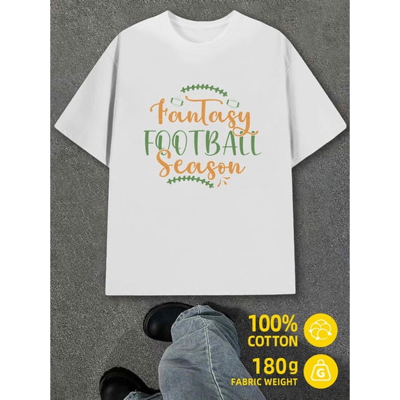 Fantasy Football Season men's white 180G 100% Cotton Everyday and ...