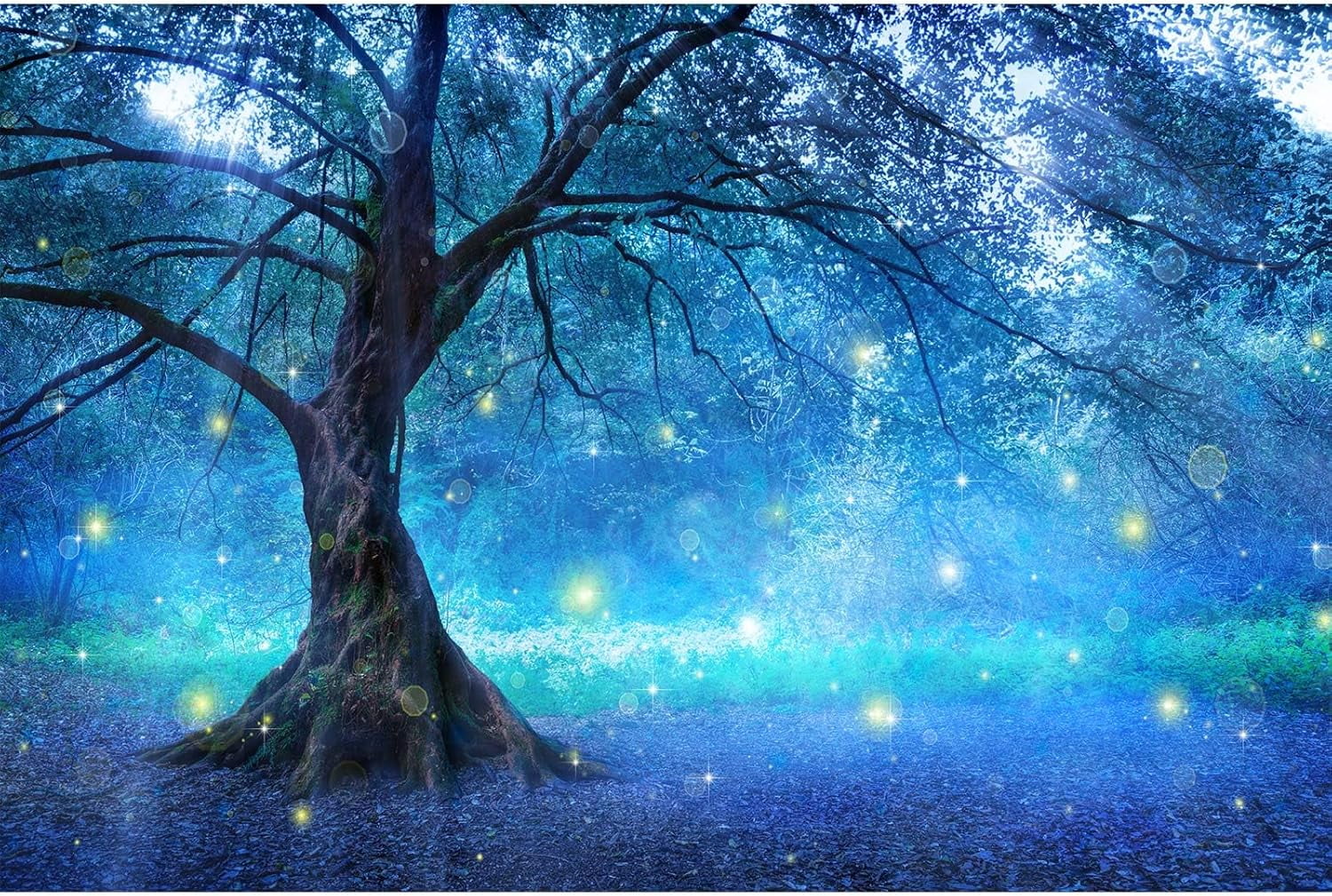 Fantasy Forest Backdrop Fairy Tree Glitters in Mystic Forest ...