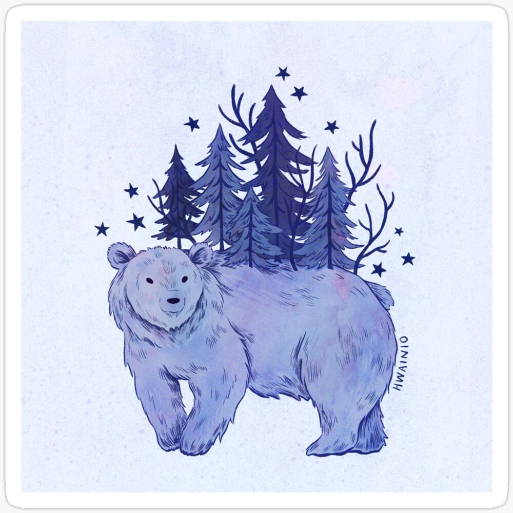 Fantasy Forest Bear Sticker Phone Decal Water Bottle Stickers Car ...