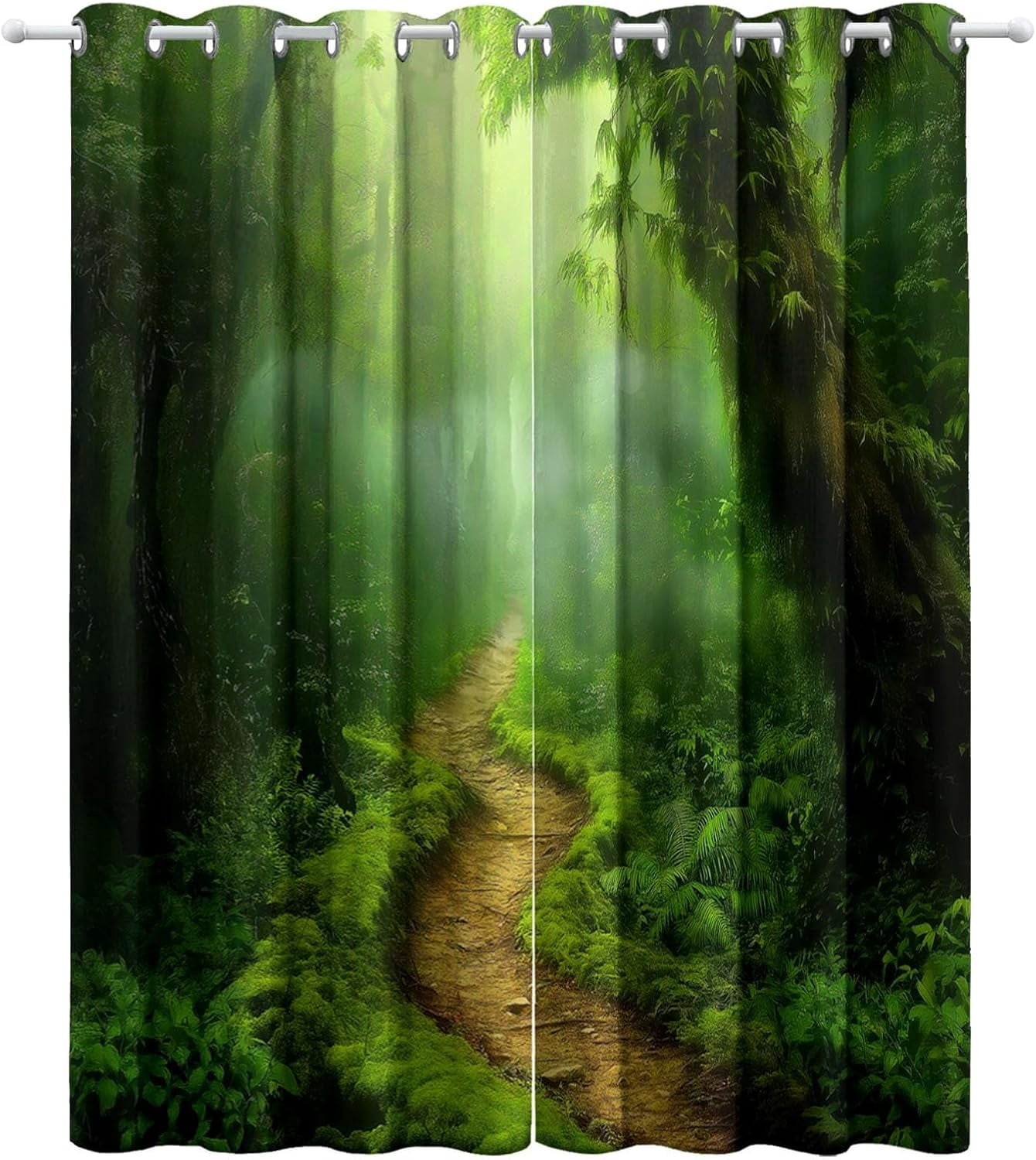 Fantasy Forest Blackout Curtains, Misty Moss Nature Window Drapes for ...