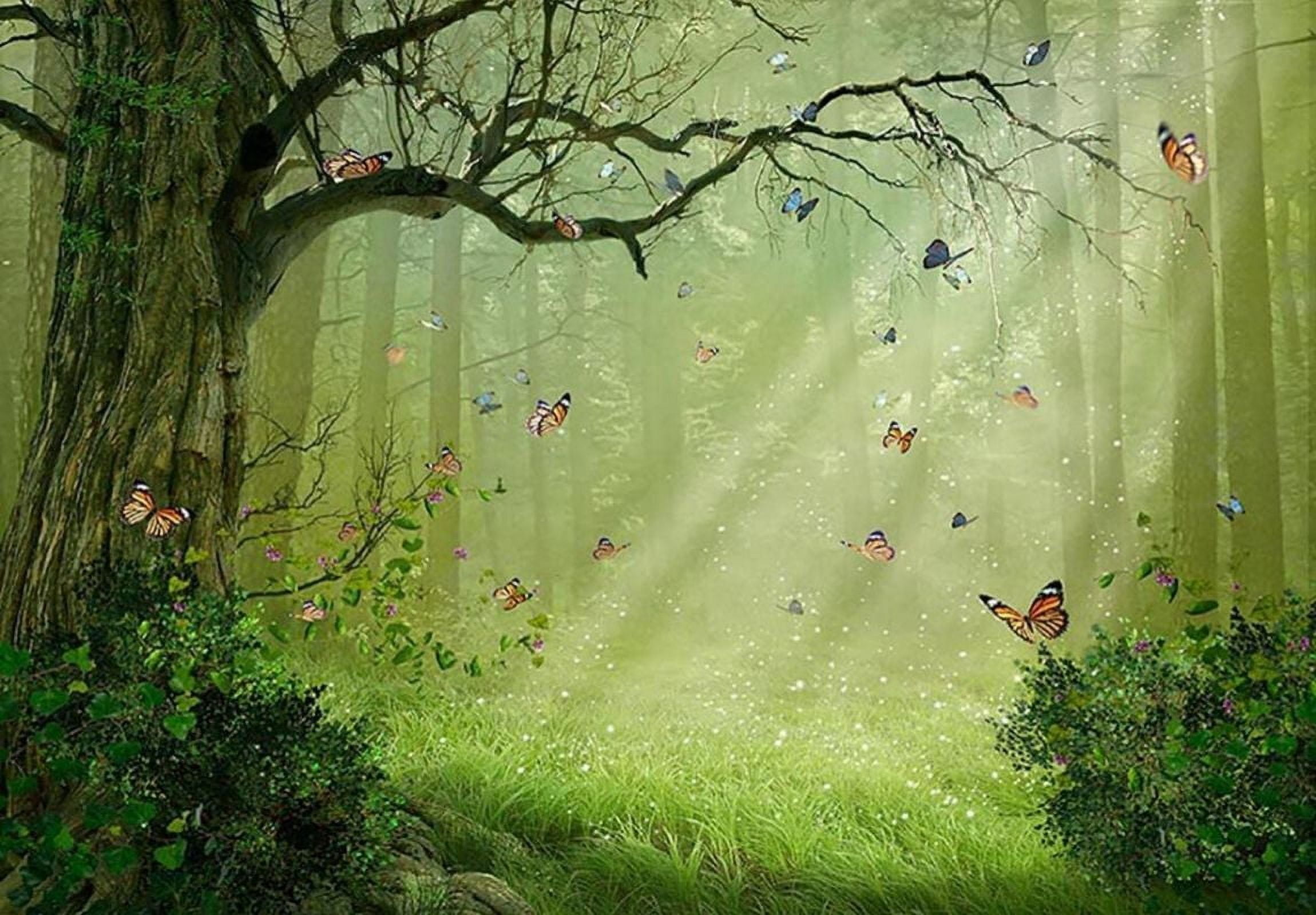 Fantasy Forest Fairy Tale Ivy Night Moon Stars Background Custom ...