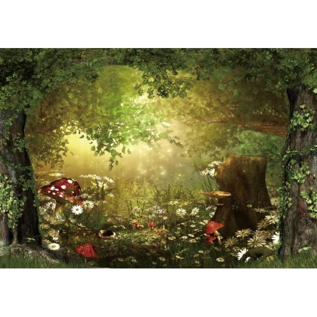 Fantasy Forest Fairy Tale Ivy Night Moon Stars Background Custom ...