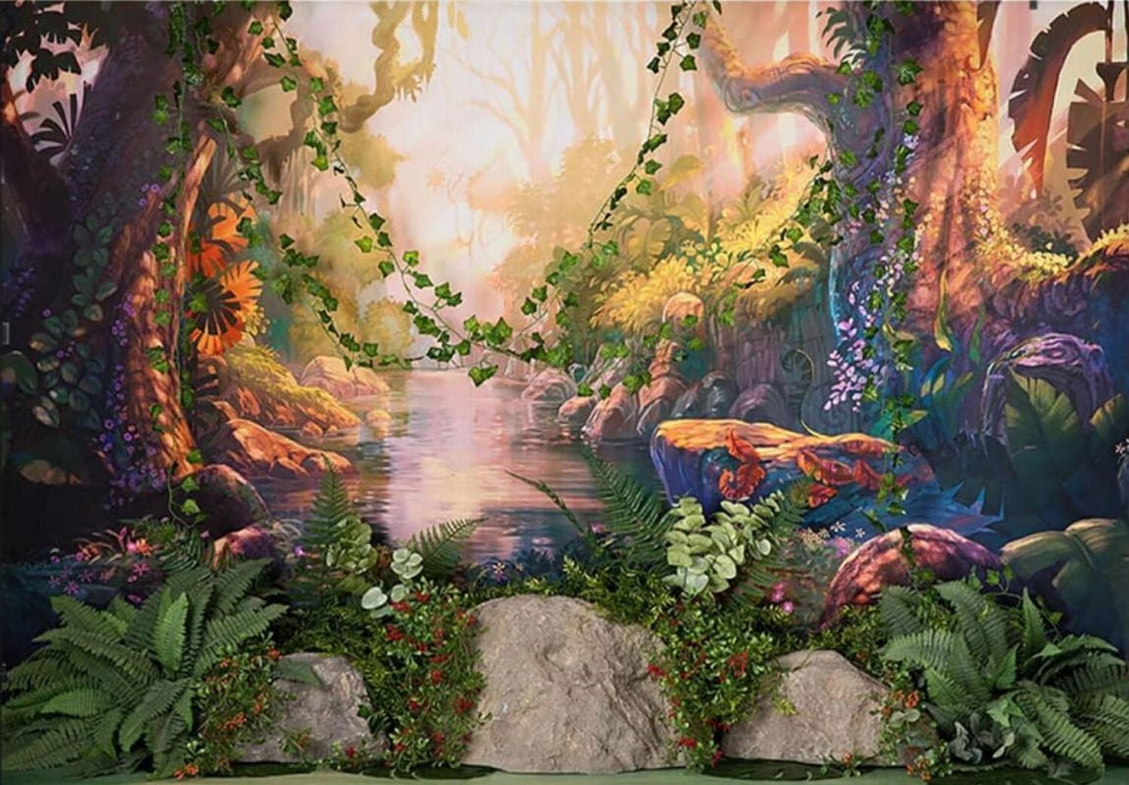 Fantasy Forest Fairy Tale Ivy Night Moon Stars Background Custom ...