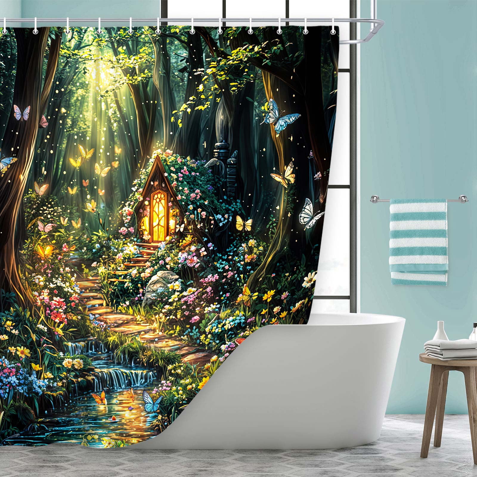 Fantasy Forest Path Shower Curtain Beautiful Wonderland Rainforest ...