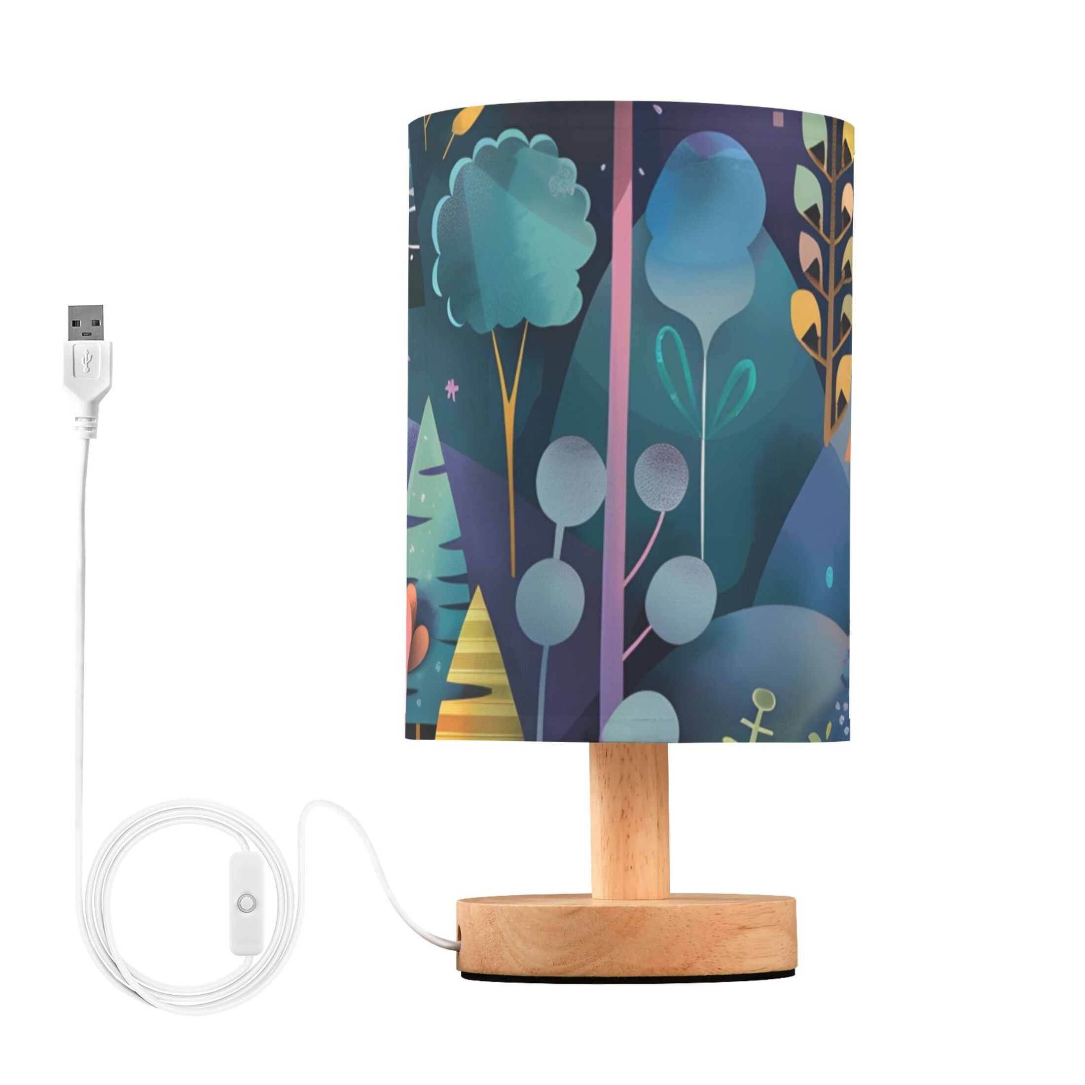 Fantasy Forest Table Lamp USB Bedside Desk Nightstand Lamp Printed ...