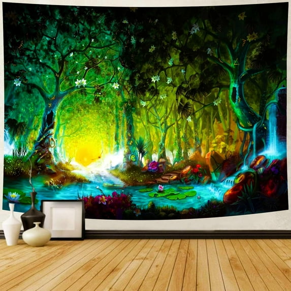 Fantasy Forest Tapestry Mystical River Enchanted Magical Fairy Tale ...