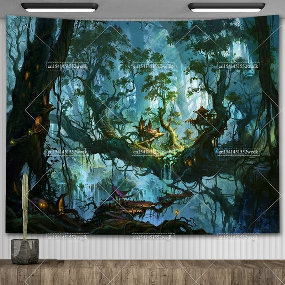 Fantasy Forest Tapestry Wall Hanging Tree Landscape Tapestries Room r ...
