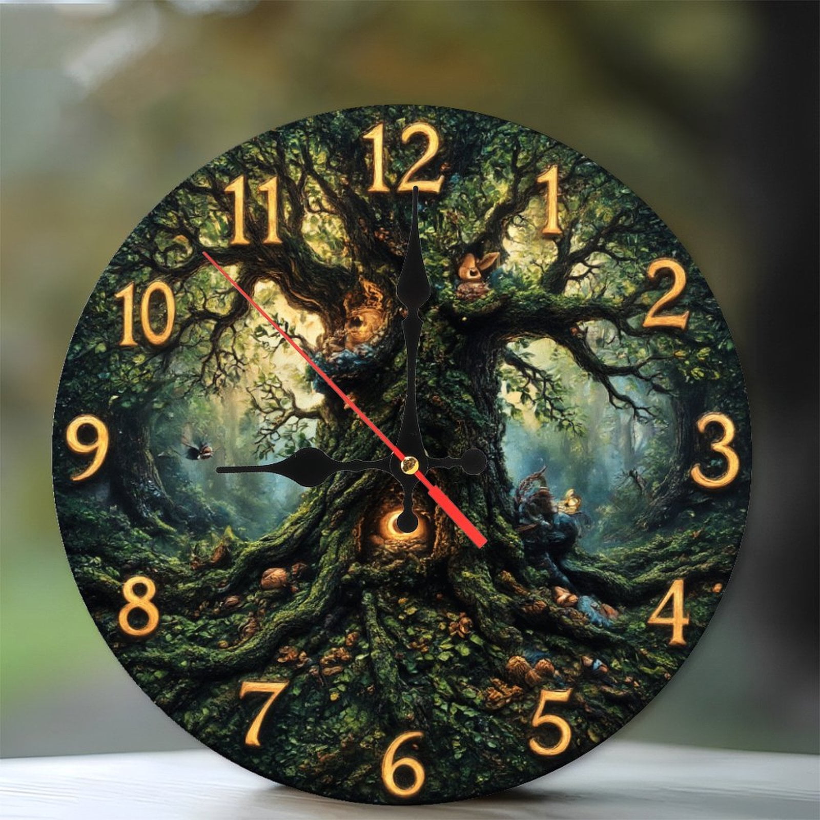 Fantasy Forest Tree Wall Clock Enchanted Woods Home Decor 10-Inch ...