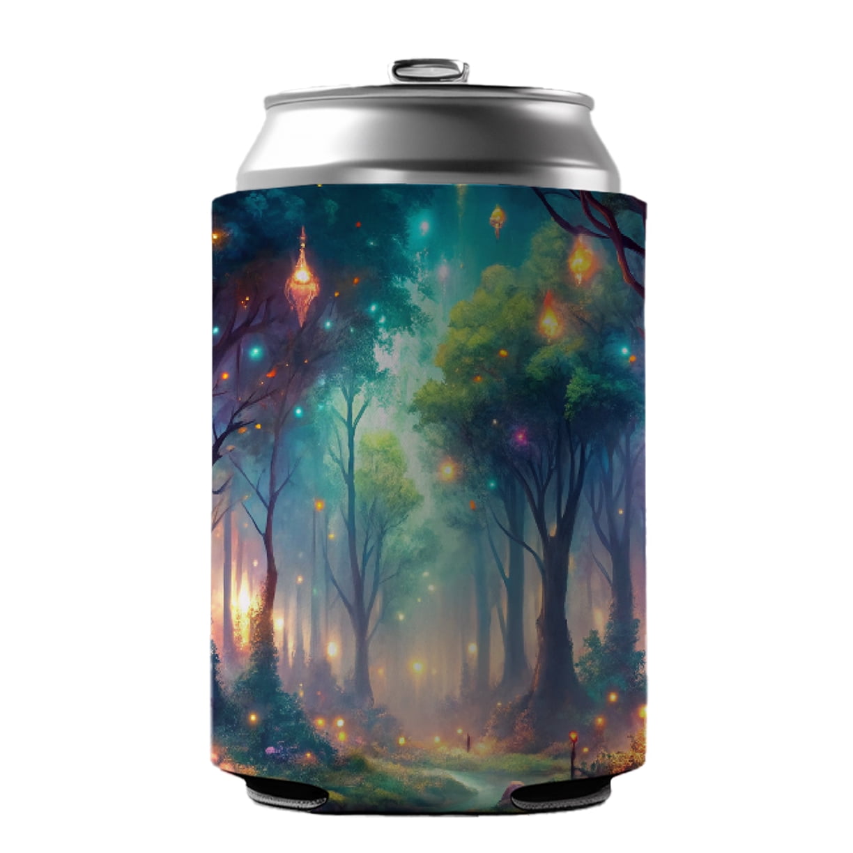 Fantasy Forest With Glowing Sprites Fae Spirits Watercolor Drink Beer ...