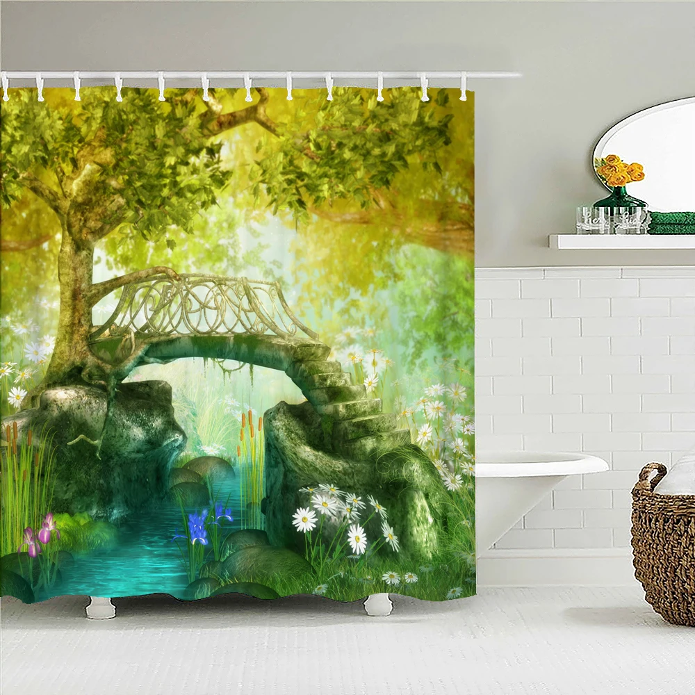 Fantasy Forest landscape Bath Curtain Waterproof Fabric Shower Curtains ...