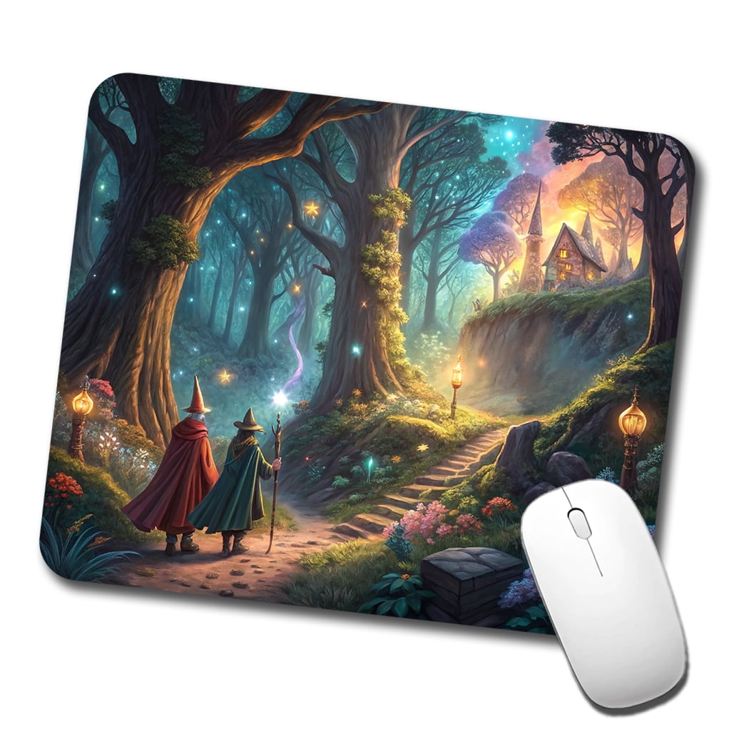 Fantasy Forest with Wizards Mouse Pad Low Profile Gaming Mat - Walmart.com