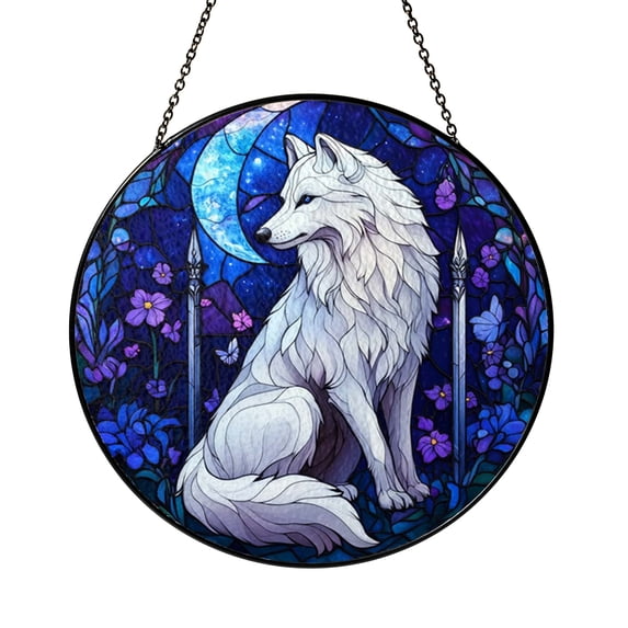 Fantasy Fox Stained Glass Style Suncatcher, Dark Aesthetic Window ...
