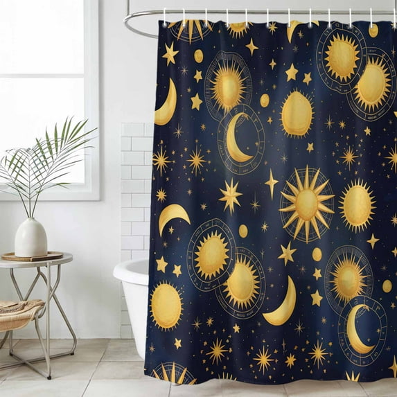 Fantasy Galaxy Moon Sun Shower Curtain with Rustproof Grommets ...