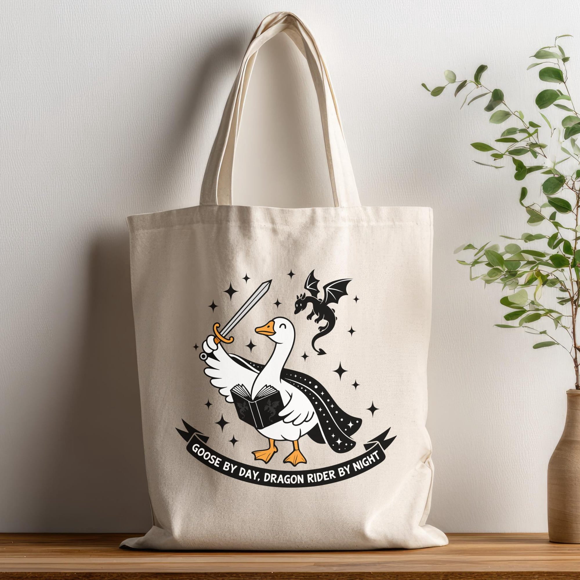 Fantasy Goose Dragon Tote Bag Bookish Gift Gifts For Readers Fantasy ...