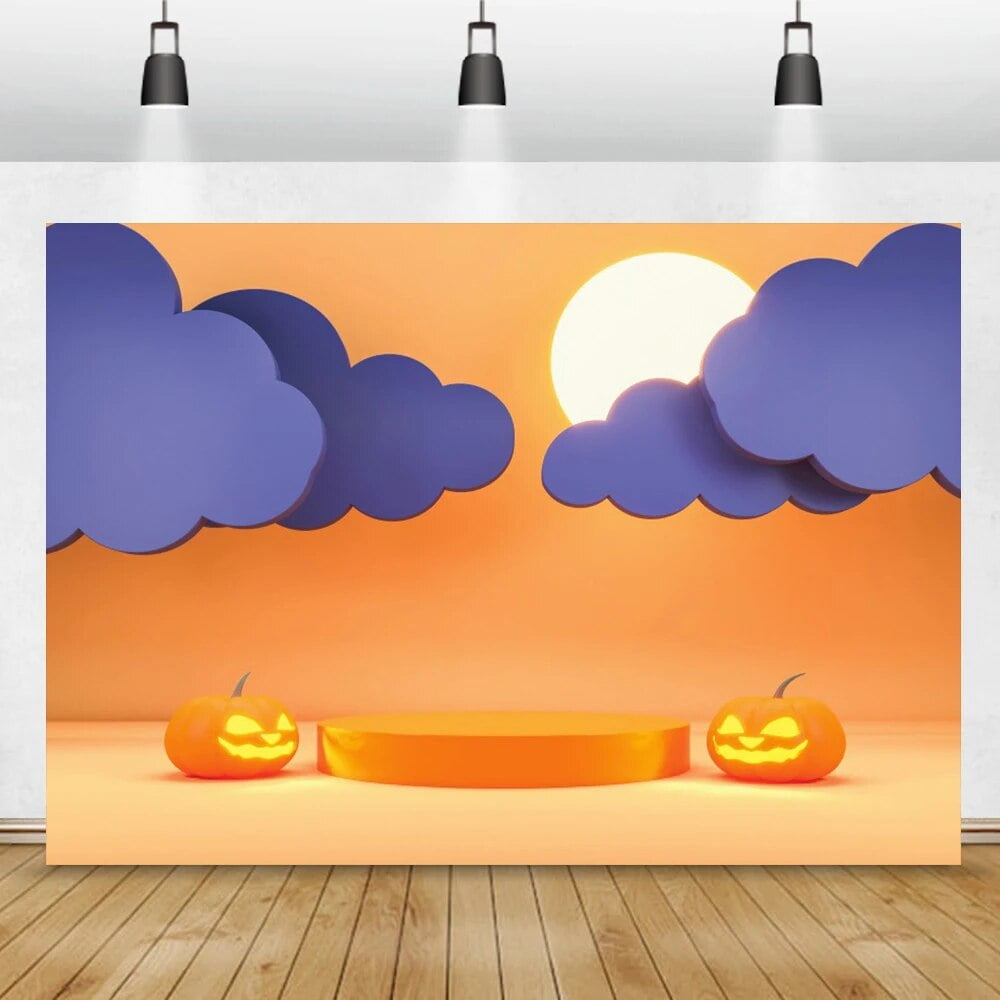Fantasy Halloween Cartoon Background For Photography Pumpkin Grimace ...