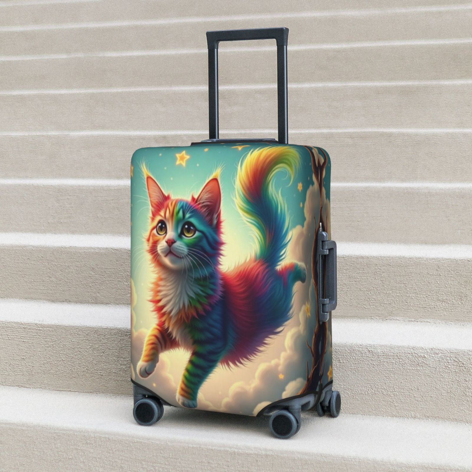 Fantasy Harlequin Cat Stars Luggage Covers Suitcase Cover Fashion Travel Essentials 18-32 Inch ...