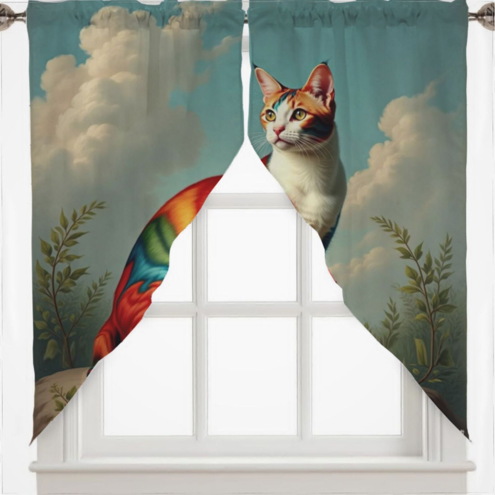 Fantasy Harlequin Cats Colorful Swag Valances For Windows 2 Pack For ...