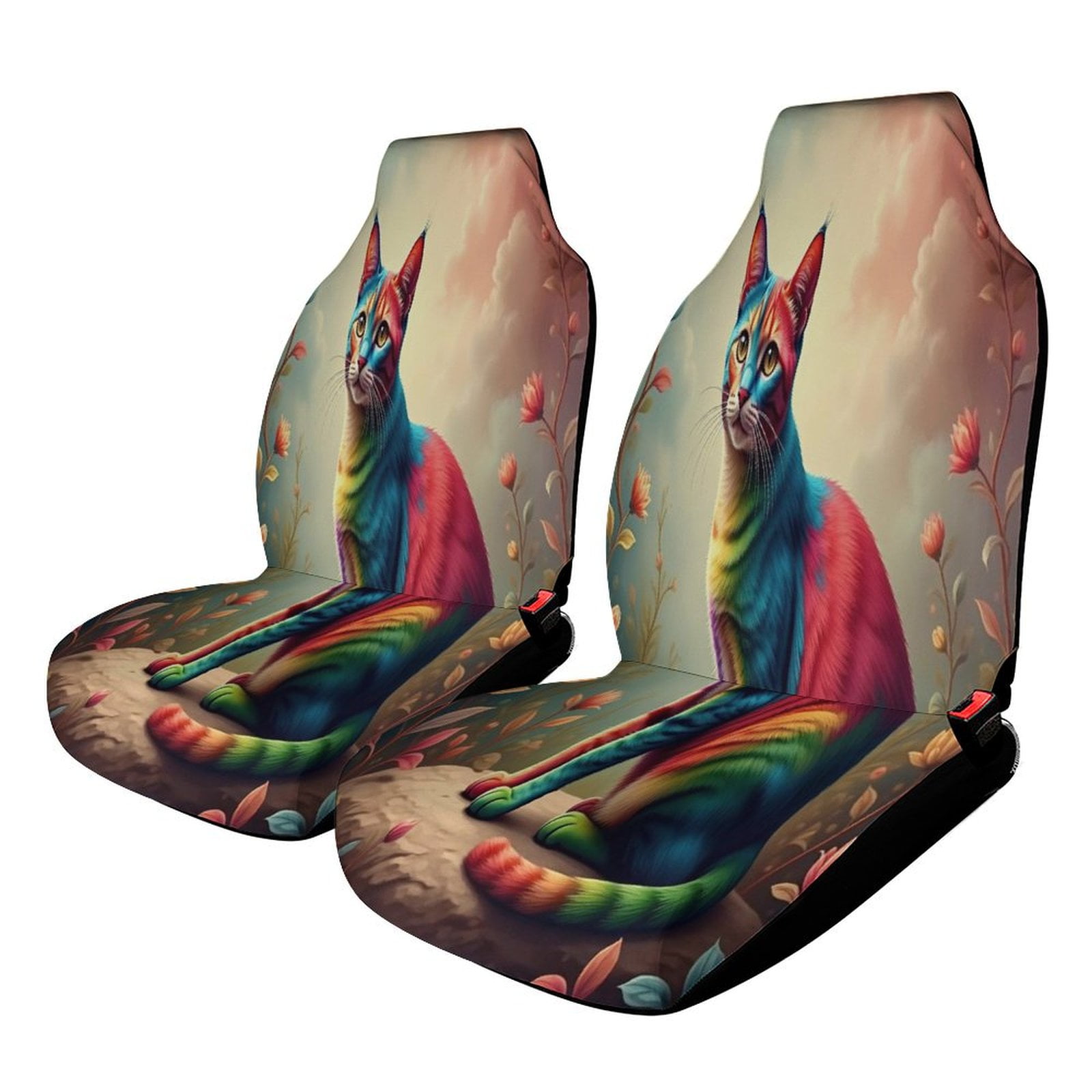 Fantasy Harlequin Cats Flower Car Seat Covers Front Seats Universal Fit ...