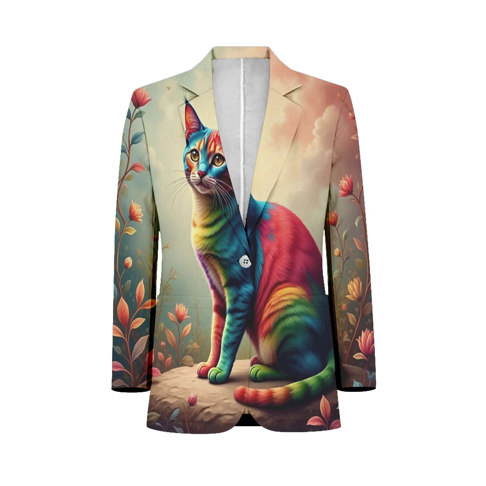 Fantasy Harlequin Cats Flower Customized Men's Suits full man Shawl ...