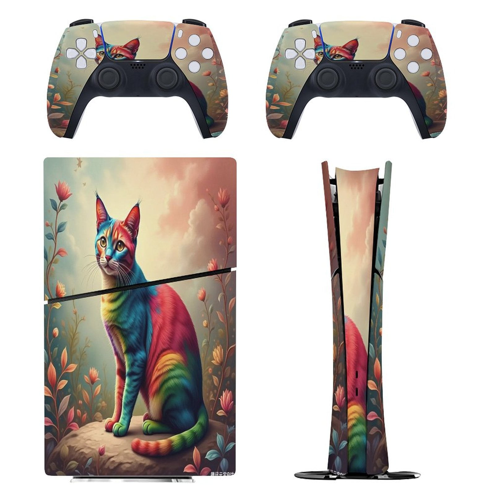 Fantasy Harlequin Cats Flower PS5/PS5 Slim Digital Disc Skin Sticker ...