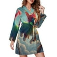 Fantasy Harlequin Cats Flying Night Robe Long Sleeve V Neck Robe With ...