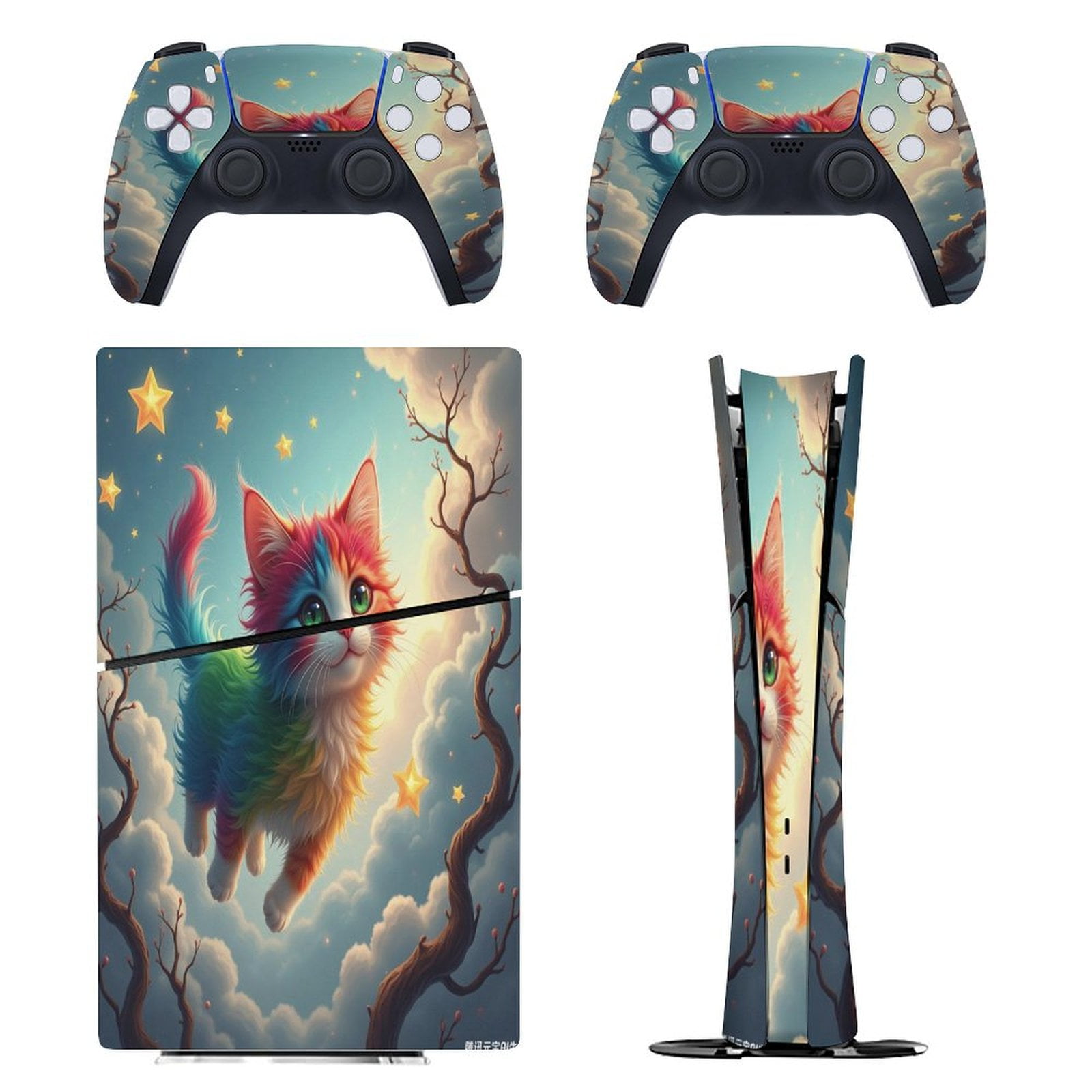 Fantasy Harlequin Cats Flying PS5/PS5 Slim Digital Disc Skin Sticker ...