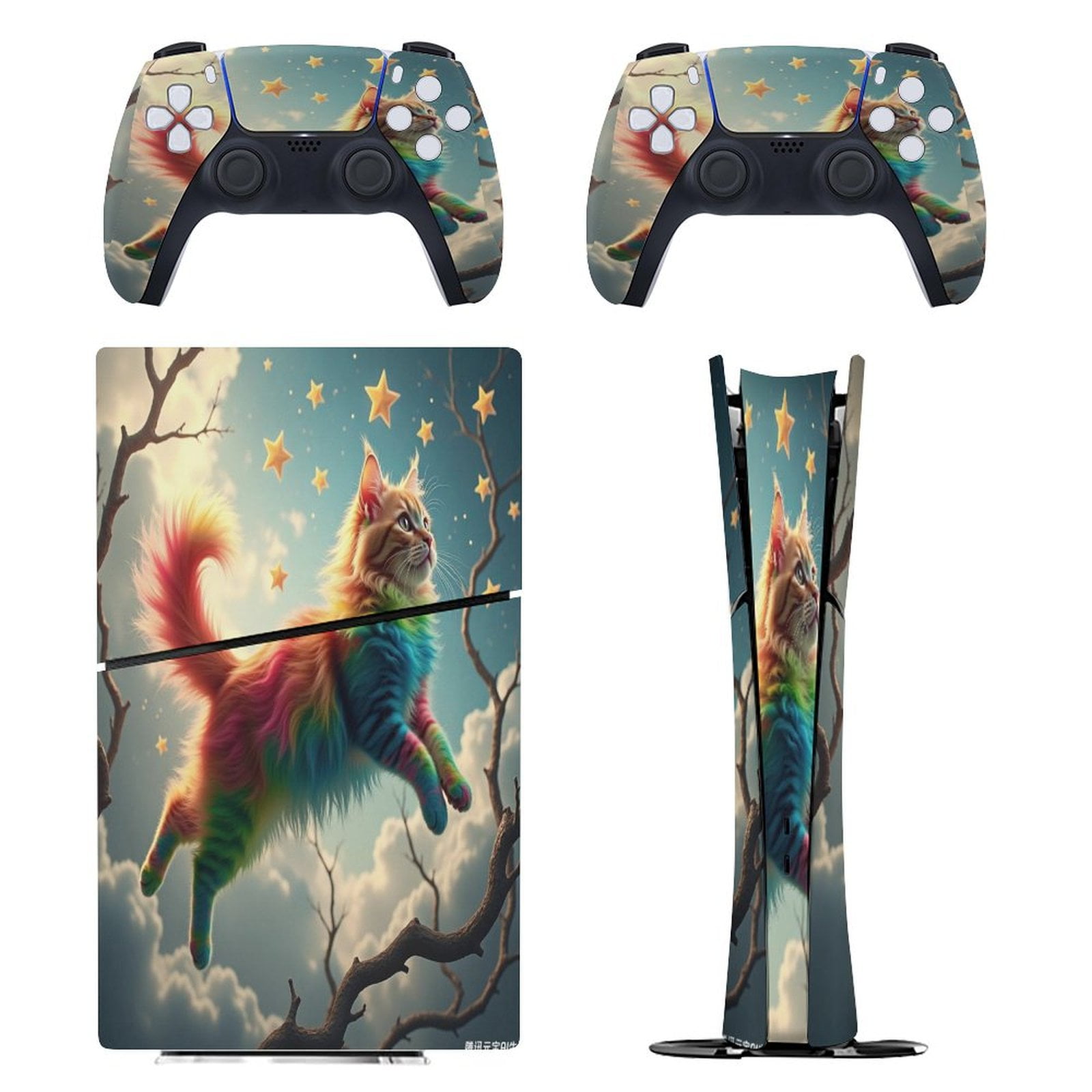 Fantasy Harlequin Cats Stars PS5/PS5 Slim Digital Disc Skin Sticker For ...