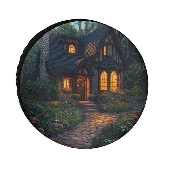 Fantasy House in The Forest Camper Spare Tire Cover Spring Cabin ...