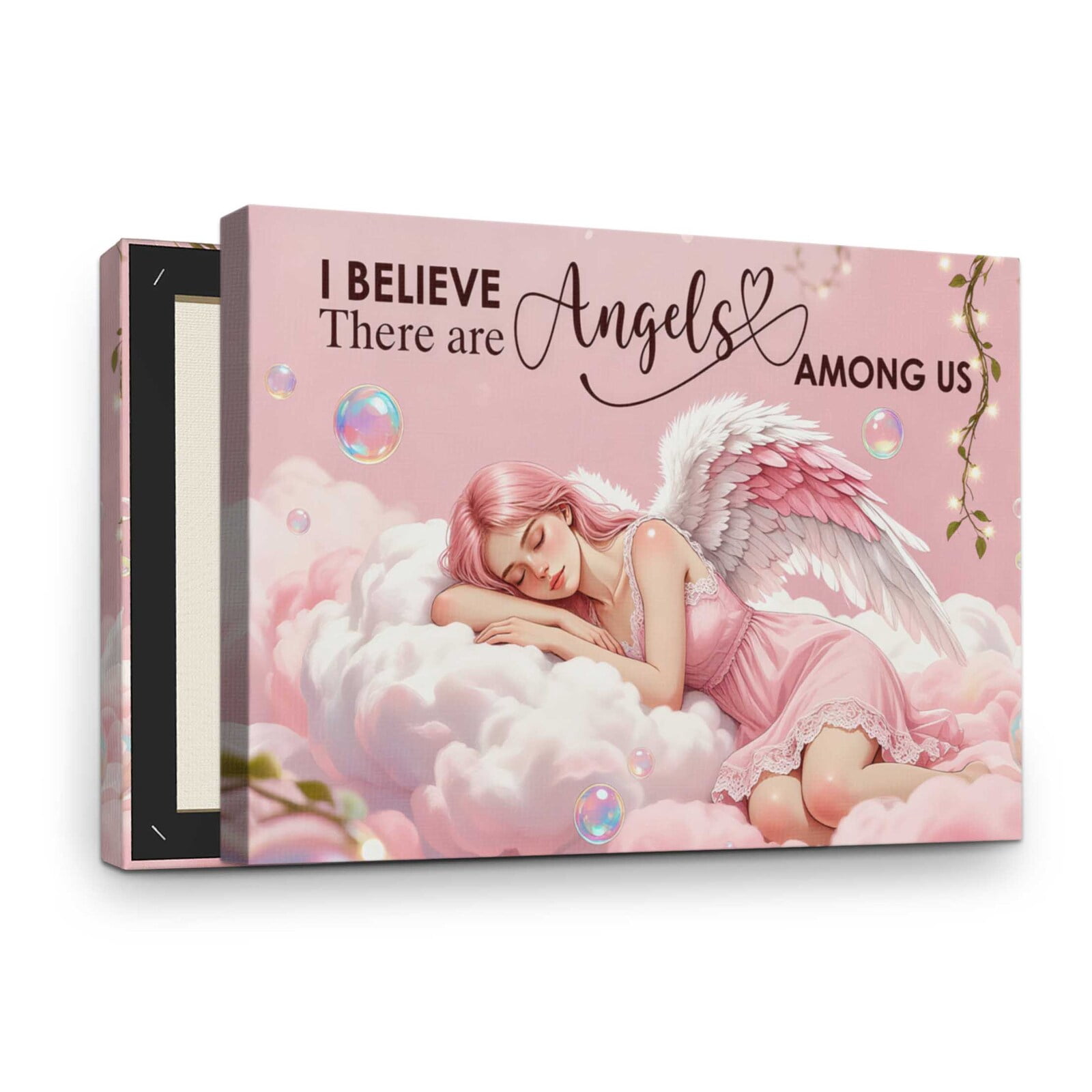 Fantasy Inspirational Canvas Wall Art, I Believe There Are Angels Among ...