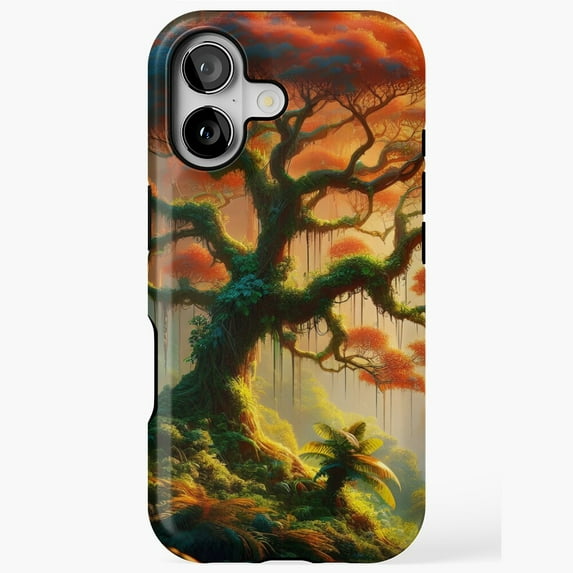 Fantasy Jungle Big Tree Pink Canopy Art with iPhone 17 to 11 Pro Max ...
