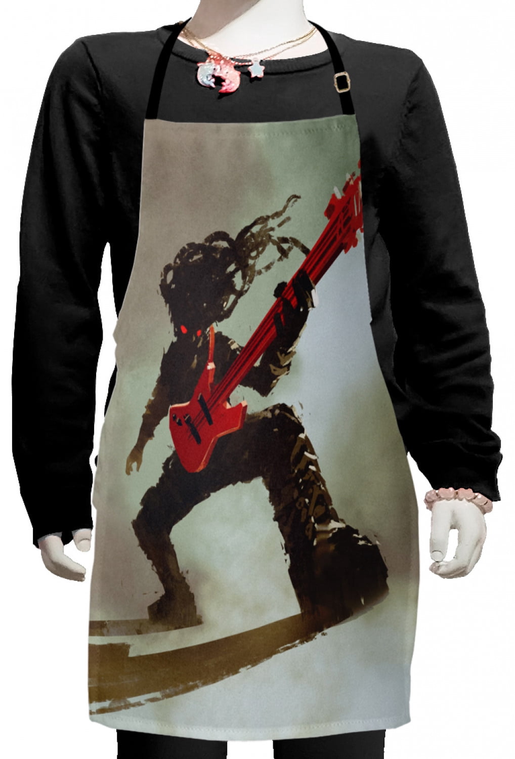 Fantasy Kids Apron, Rocker Guitarist Playing Bass Headbanging Hipster ...