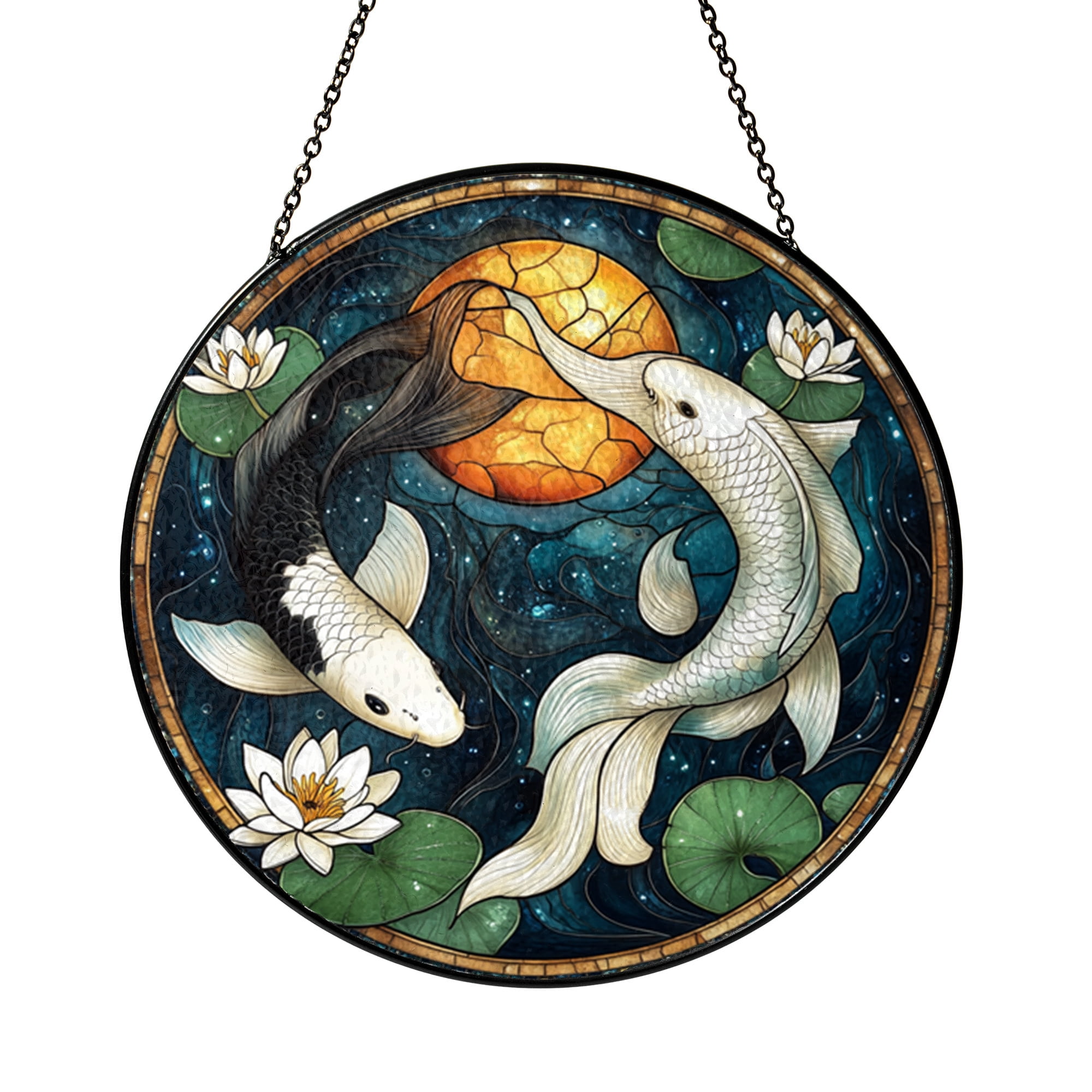 Fantasy Koi Fish Stained Glass Style Window Suncatcher, Aquatic Art ...
