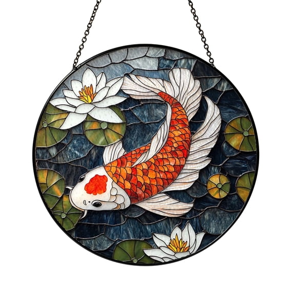Fantasy Koi Fish Stained Glass Window Handmade Pond Hanging - Walmart.com
