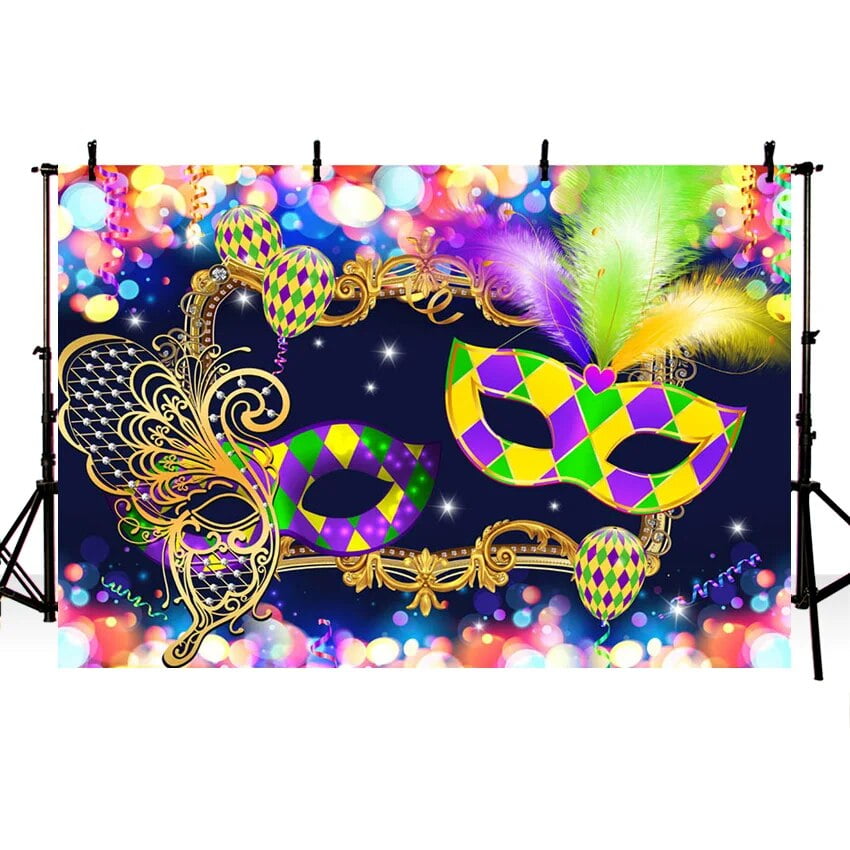 Fantasy Light Bokeh Mask Carnival Masquerade Party Backdrop Mardi Gras ...