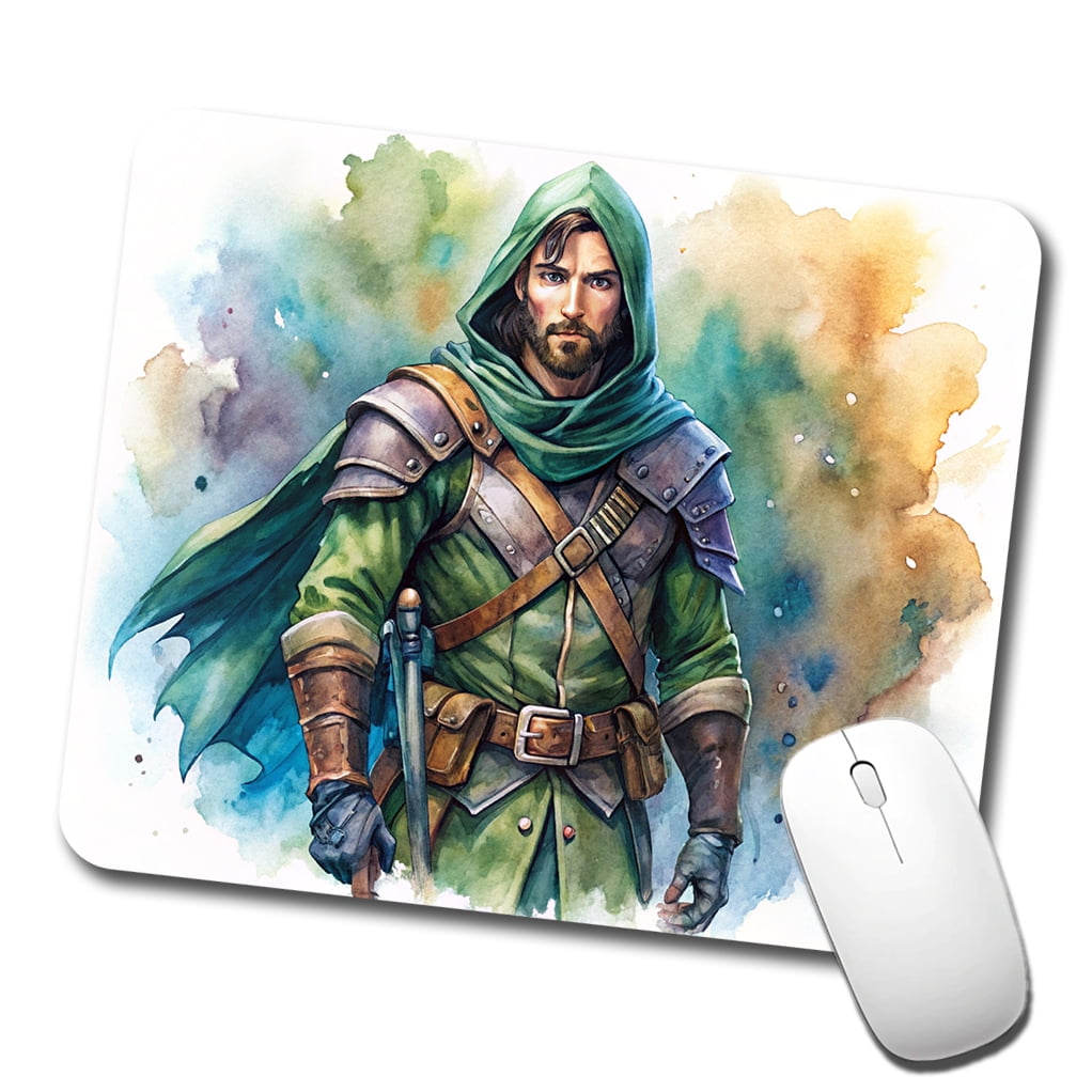 Fantasy Male Rogue Thief Watercolor Mouse Pad Low Profile Gaming Mat ...