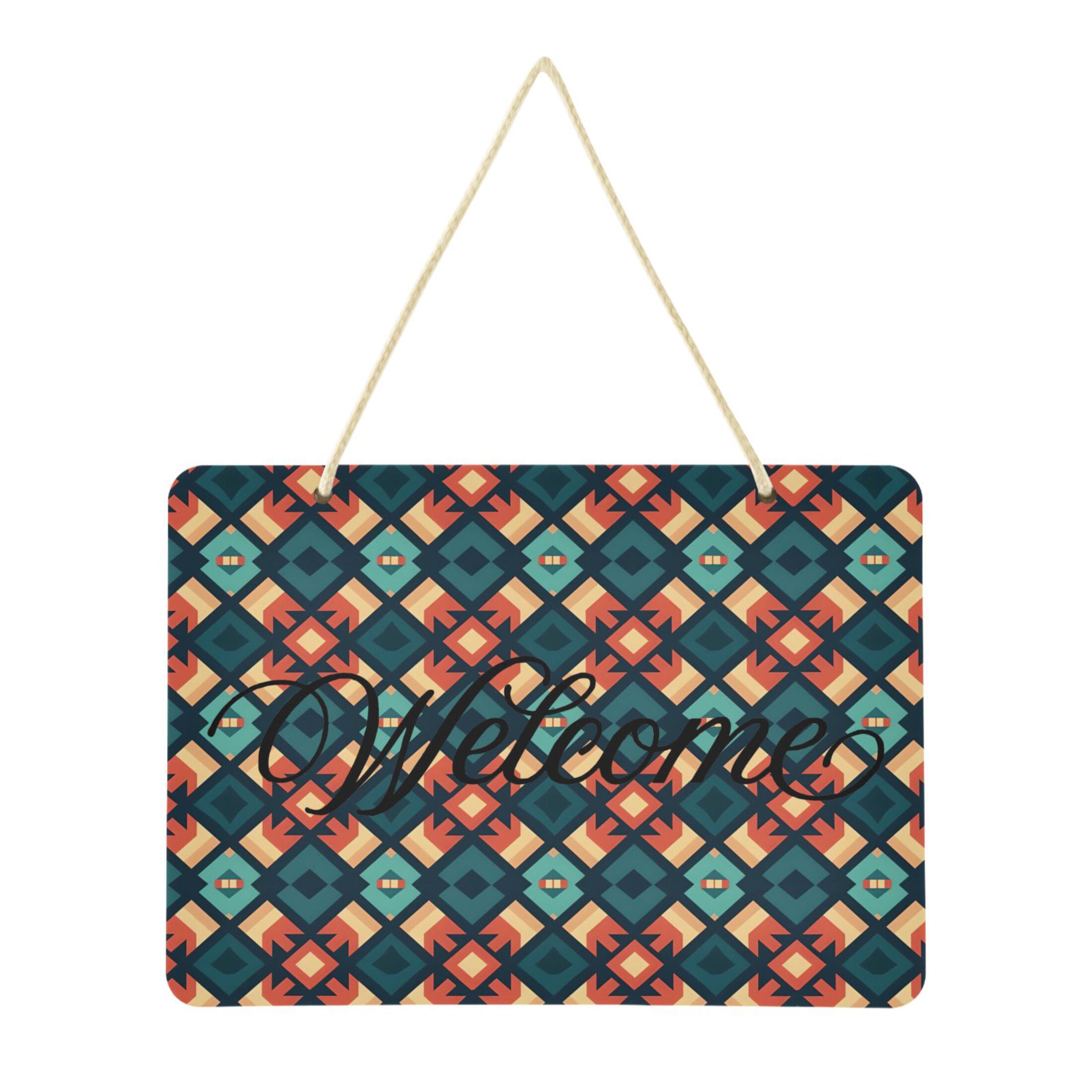 Fantasy Mandala Welcome Sign Front Door PVC 14x10 inch Hanger Hello ...