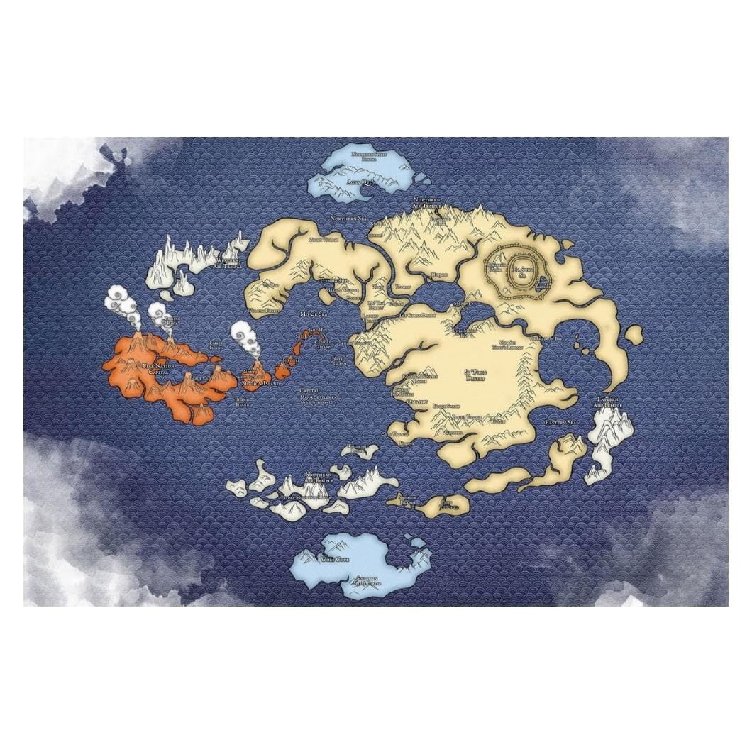 Fantasy Map Poster Four Nations Region Print Elemental World Anime ...