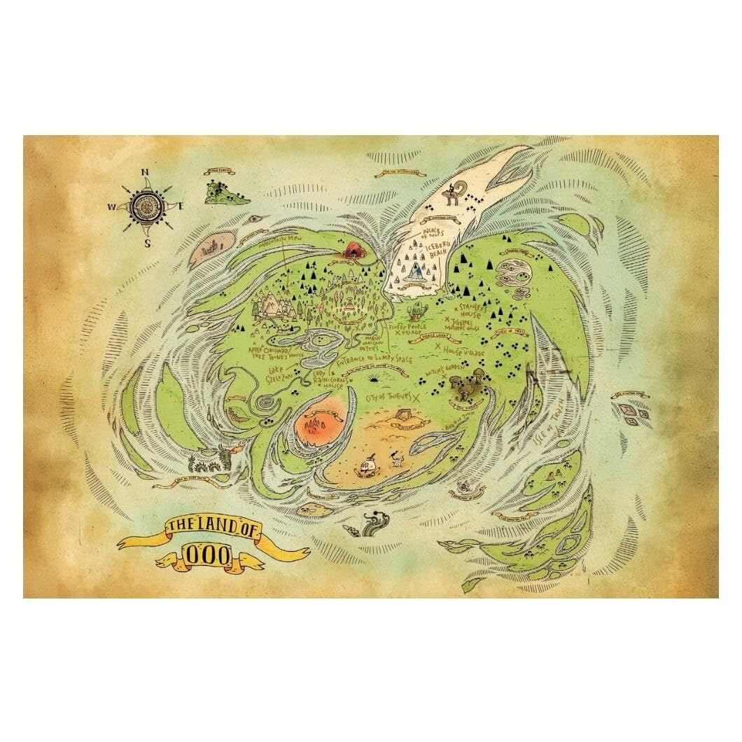 Fantasy Map Poster Land of Ooo Region Print Cute Cartoon Wall Art Kids ...
