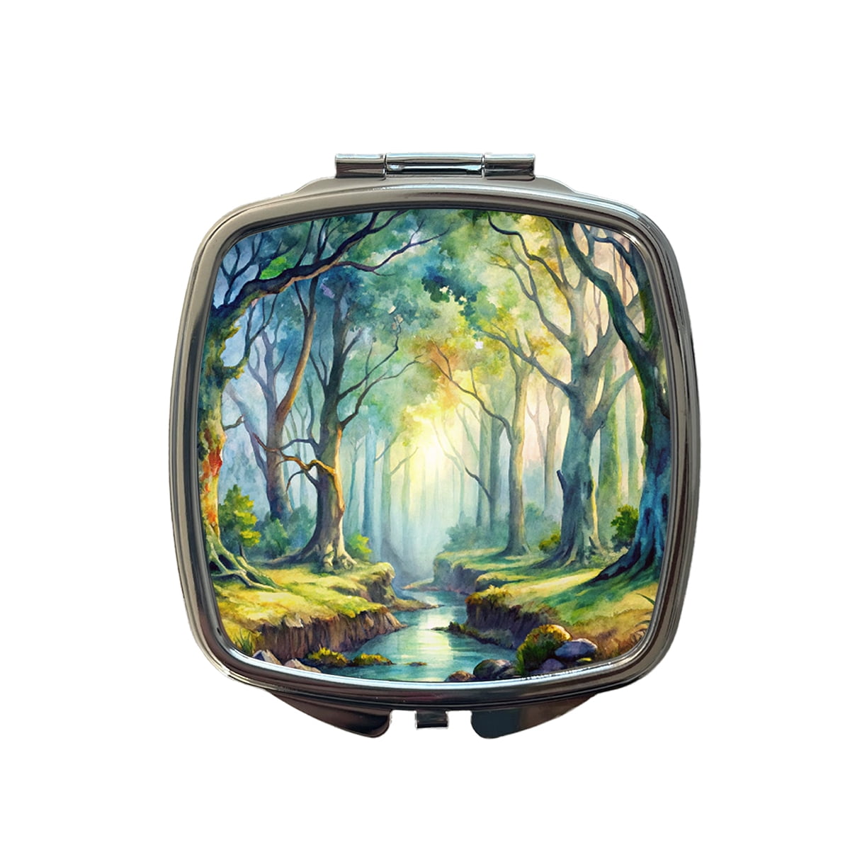 Fantasy Misty Forest Stream And Trees Watercolor Travel Makeup Handbag ...