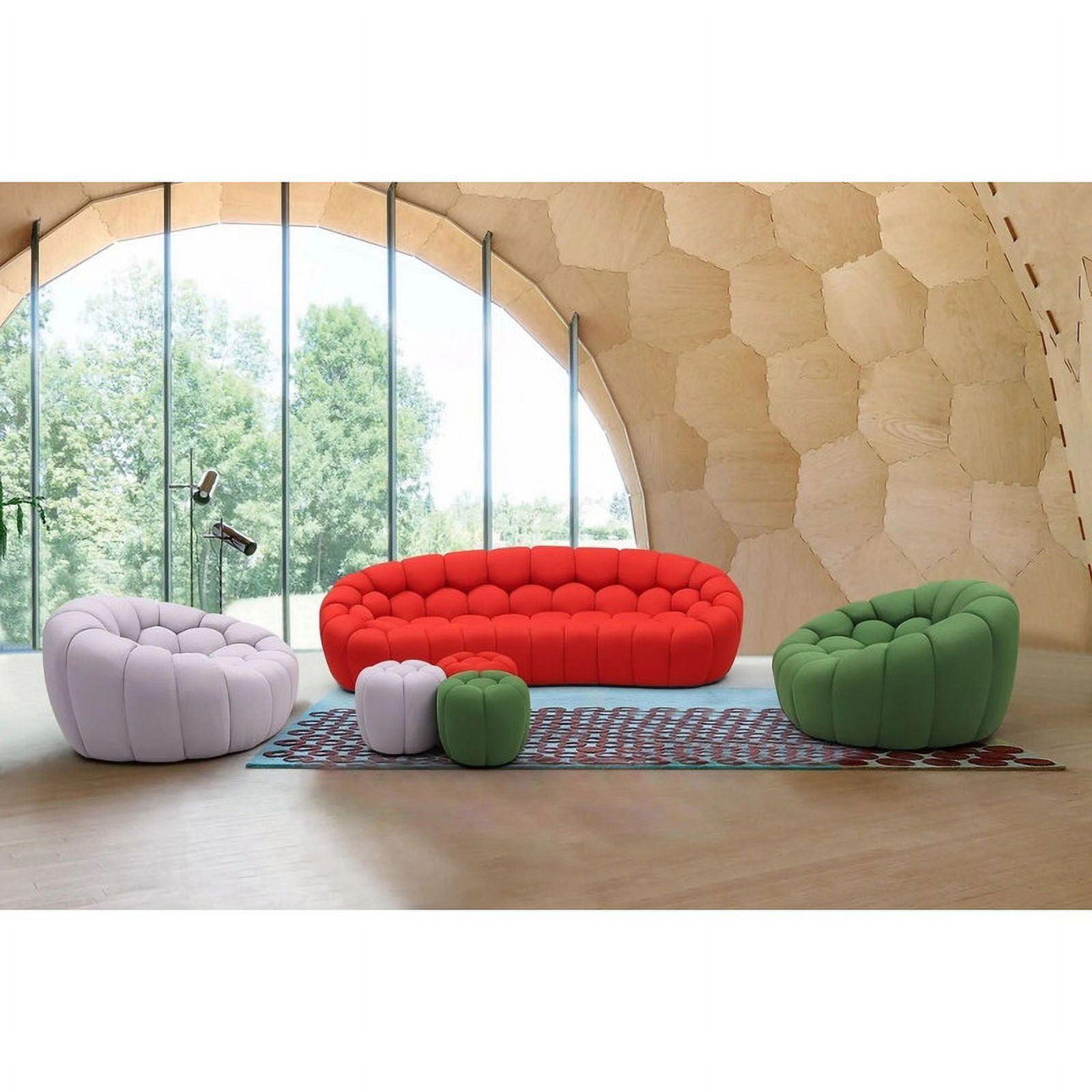 Fantasy Modern 2-Piece Fabric Sofa Set in Red, Green & Light Gray ...
