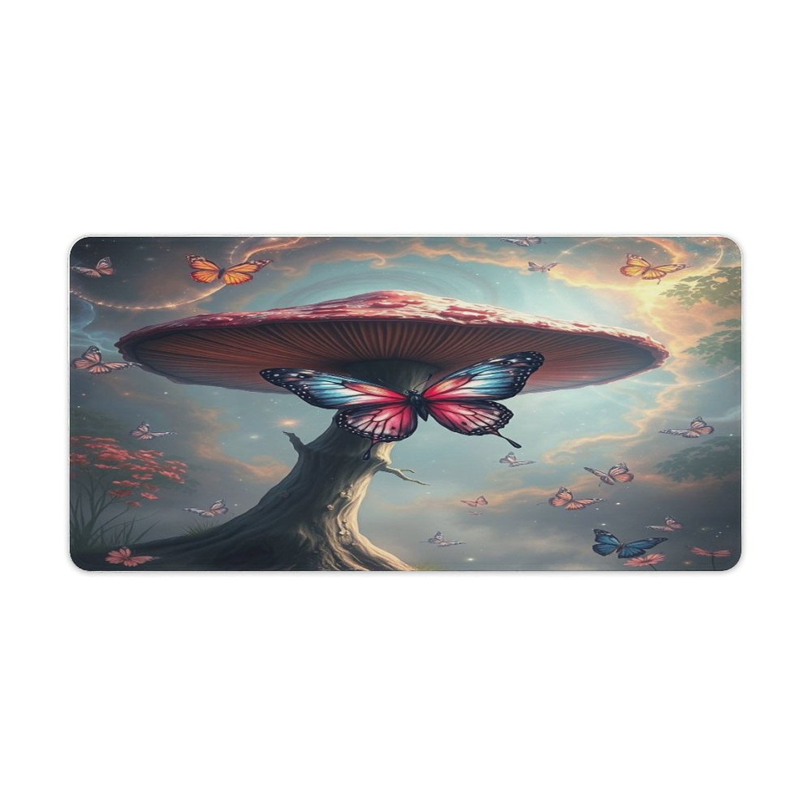 Fantasy Mushroom Butterfly Dream Mousepad Gamer Desk Mat Large Keyboard ...