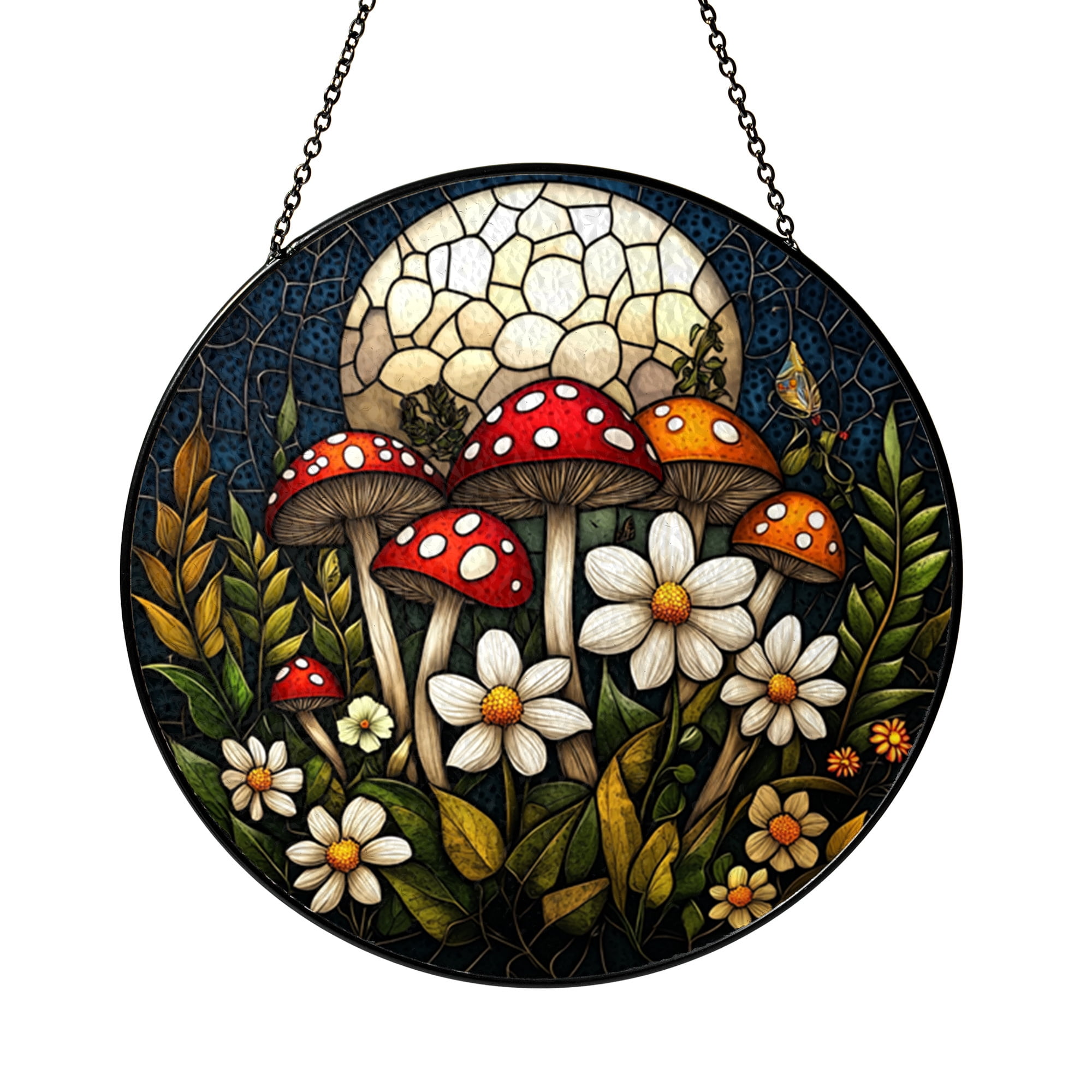 Fantasy Mushroom Stained Glass Window Decor – Handmade Colorful Fungi ...