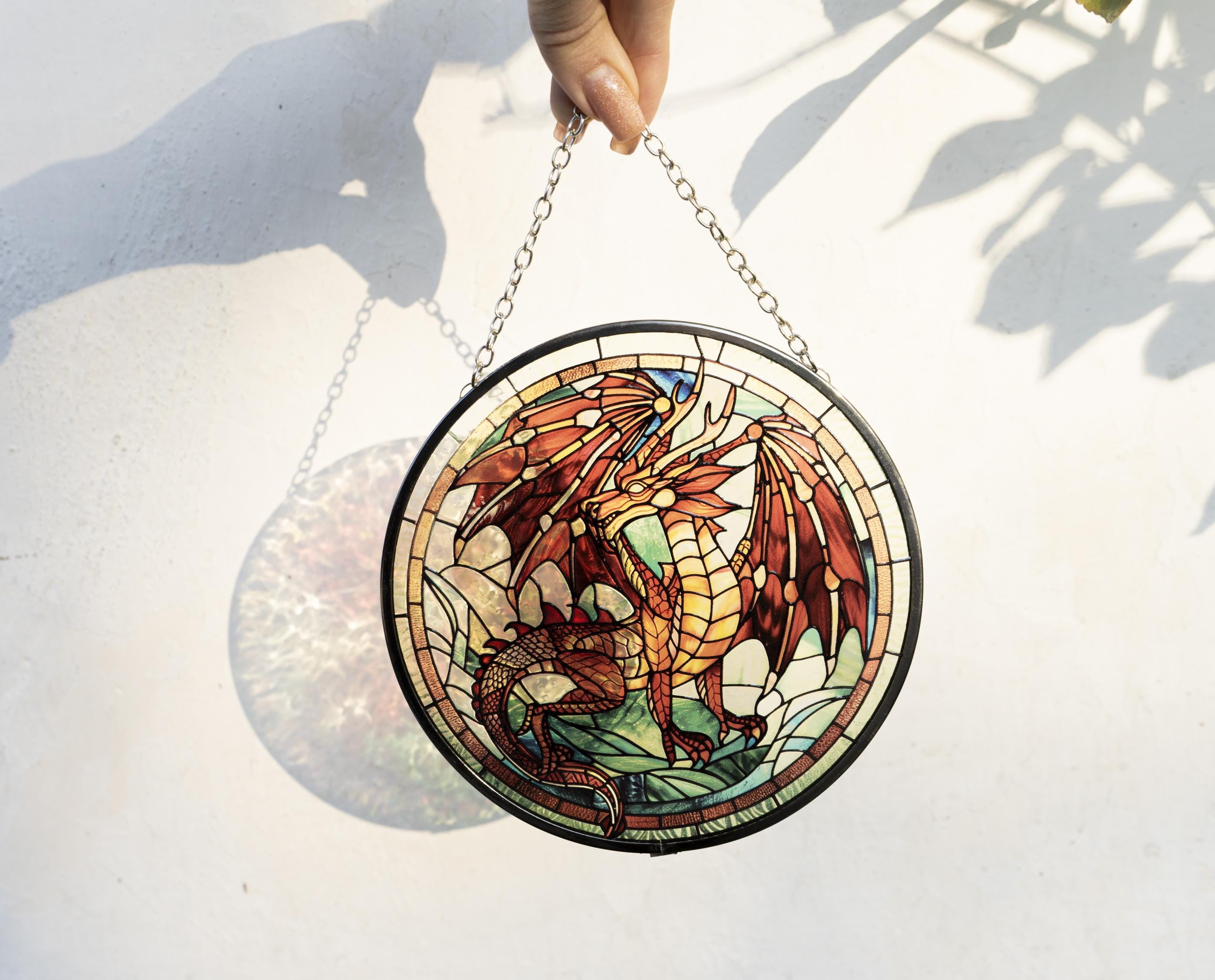 Fantasy Mythical Dragon Stained Glass Suncatcher Creature Home Window ...